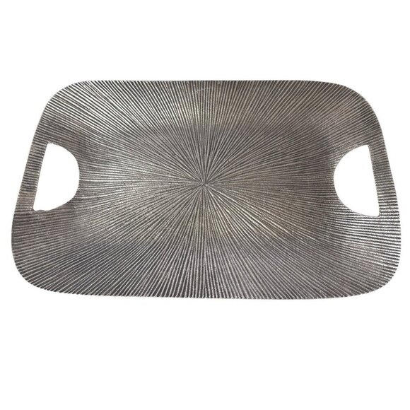 Unbranded | Accents | Decorative Tray Silver Metal Sunburst Design 4 X ...